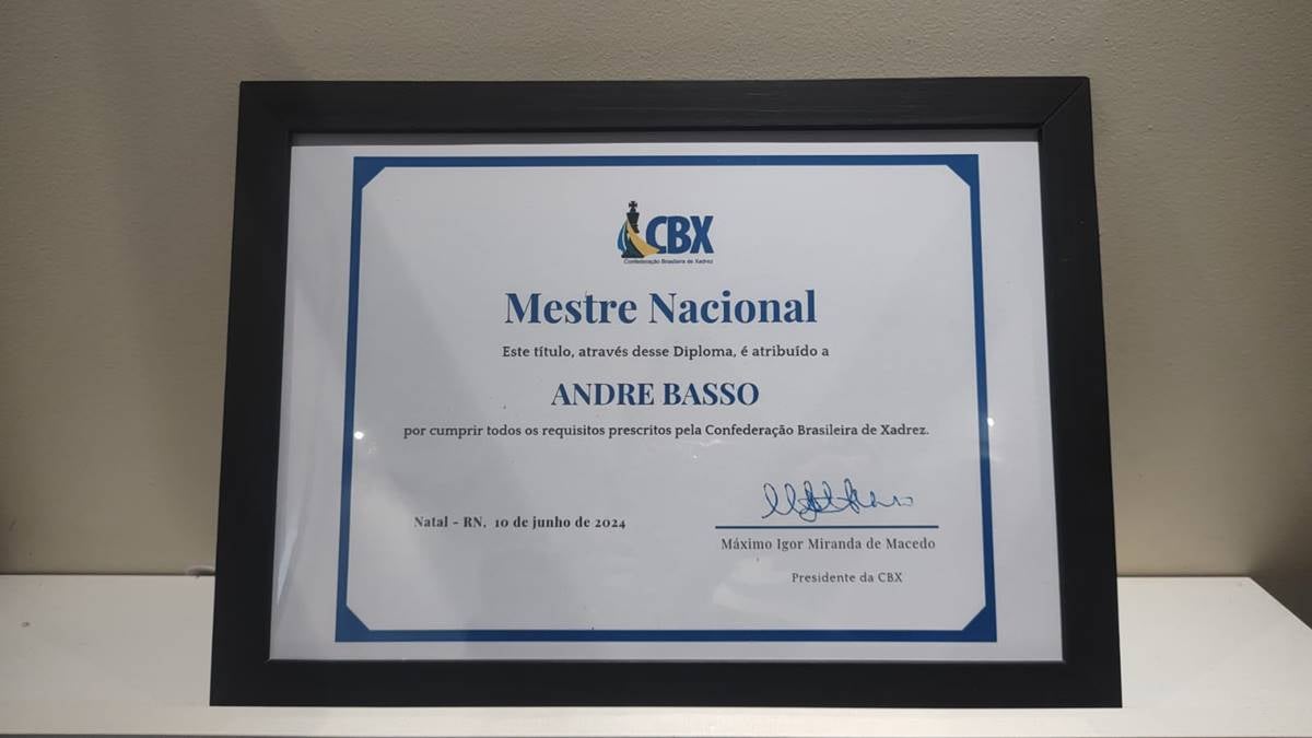 Primeiro mestre de xadrez de Hortolândia, conheça a história de André Basso